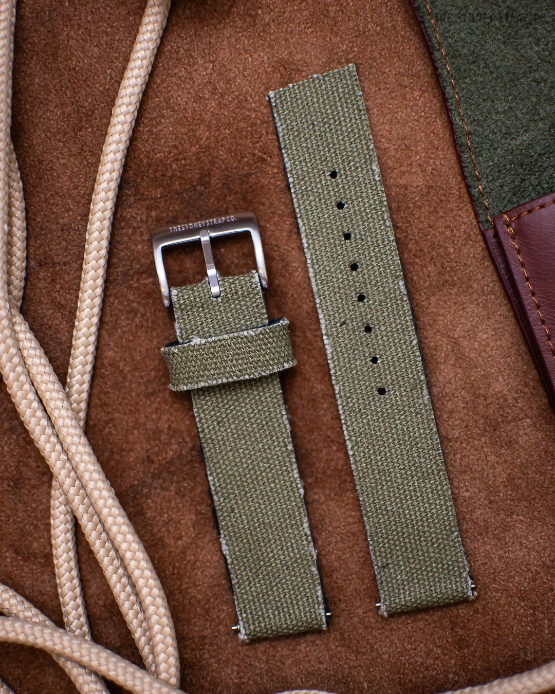 Rugged Khaki Army Green Quick Release Canvas Watch Strap