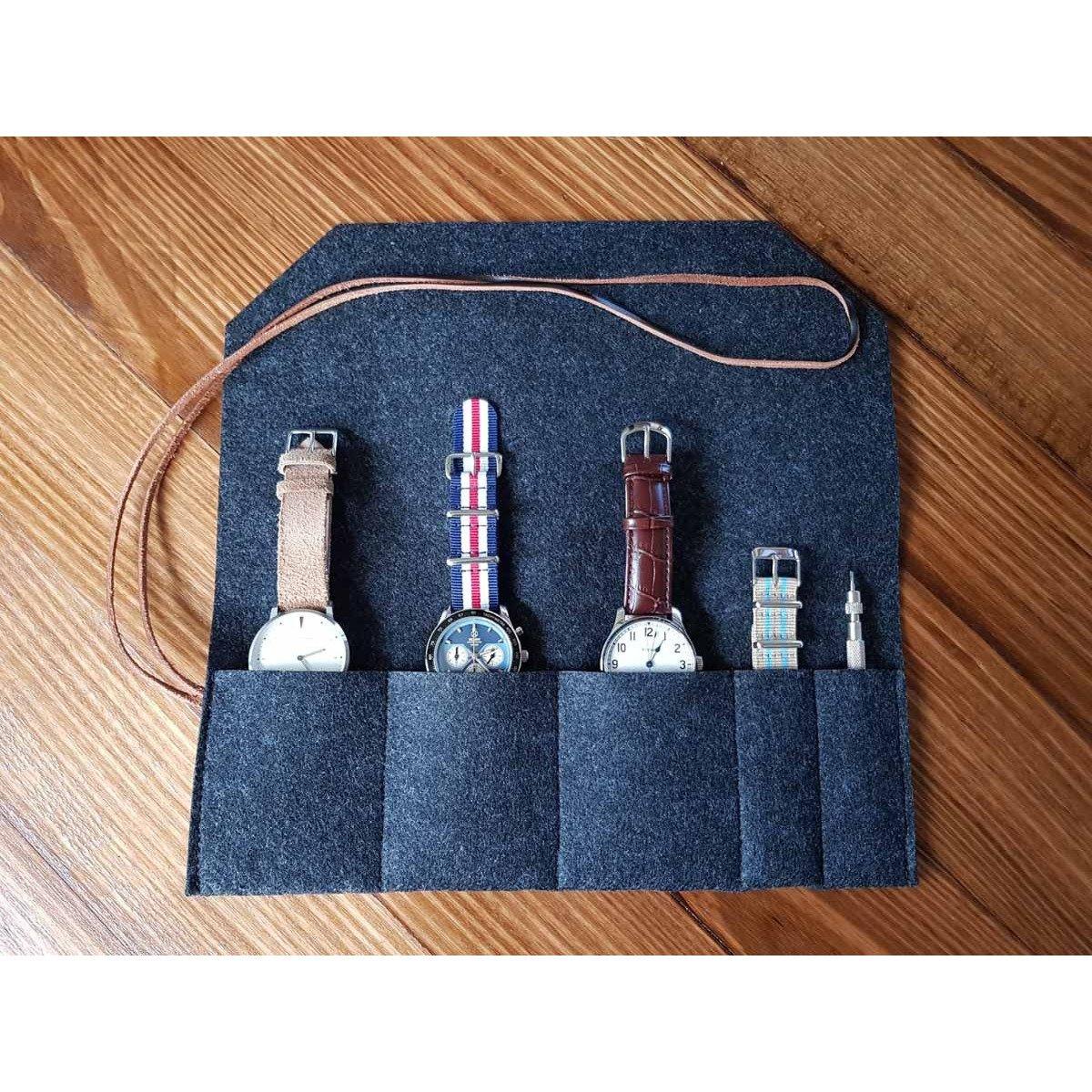 Buy Dark Felt Watch Roll Australia Online | Watch Travel Case Storage