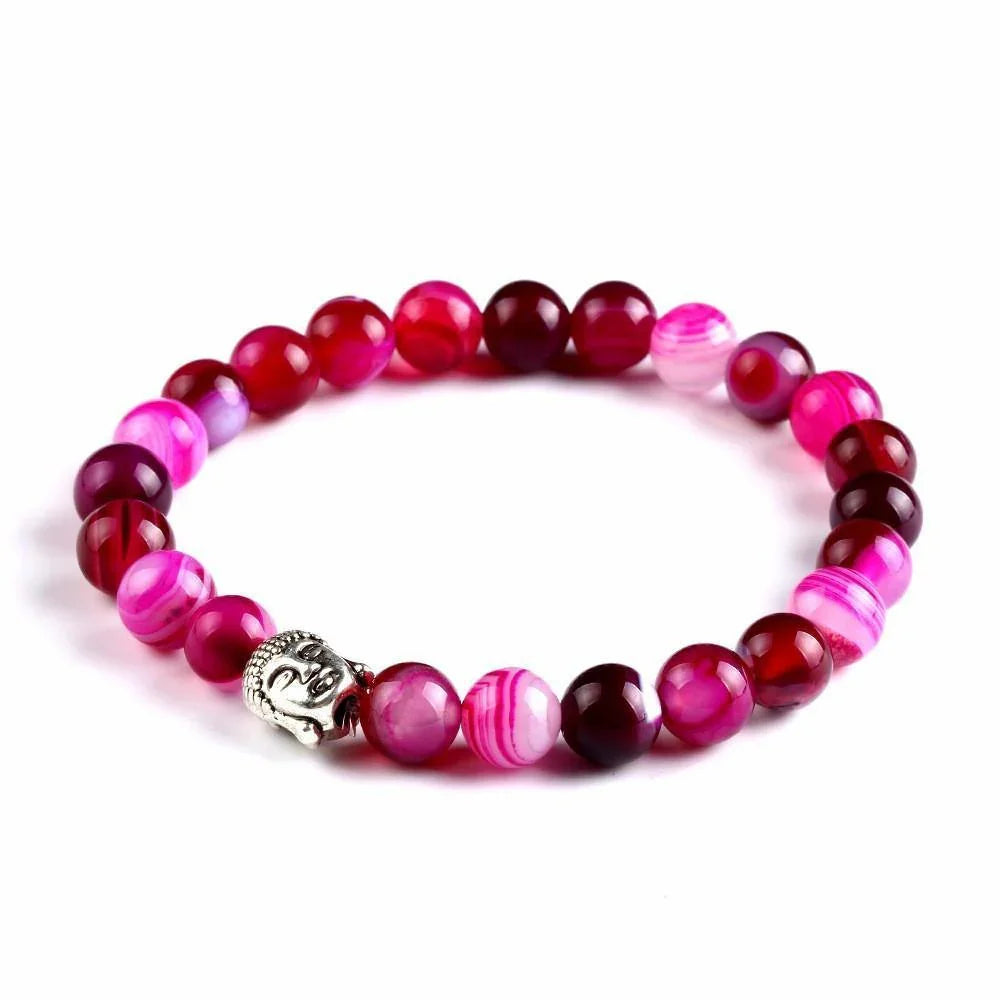 Buy Pink Purple Buddha Bead Charm Bracelet