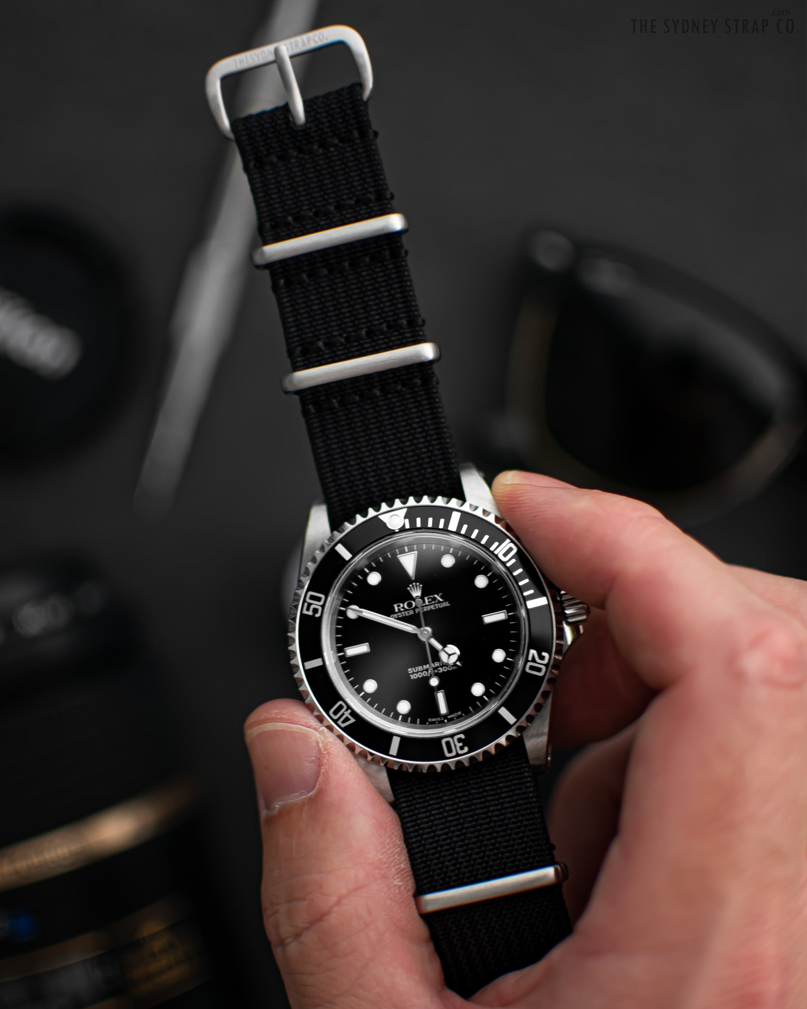 Buy Black Ribbed One Piece Watch Strap Online - The Sydney Strap Co
