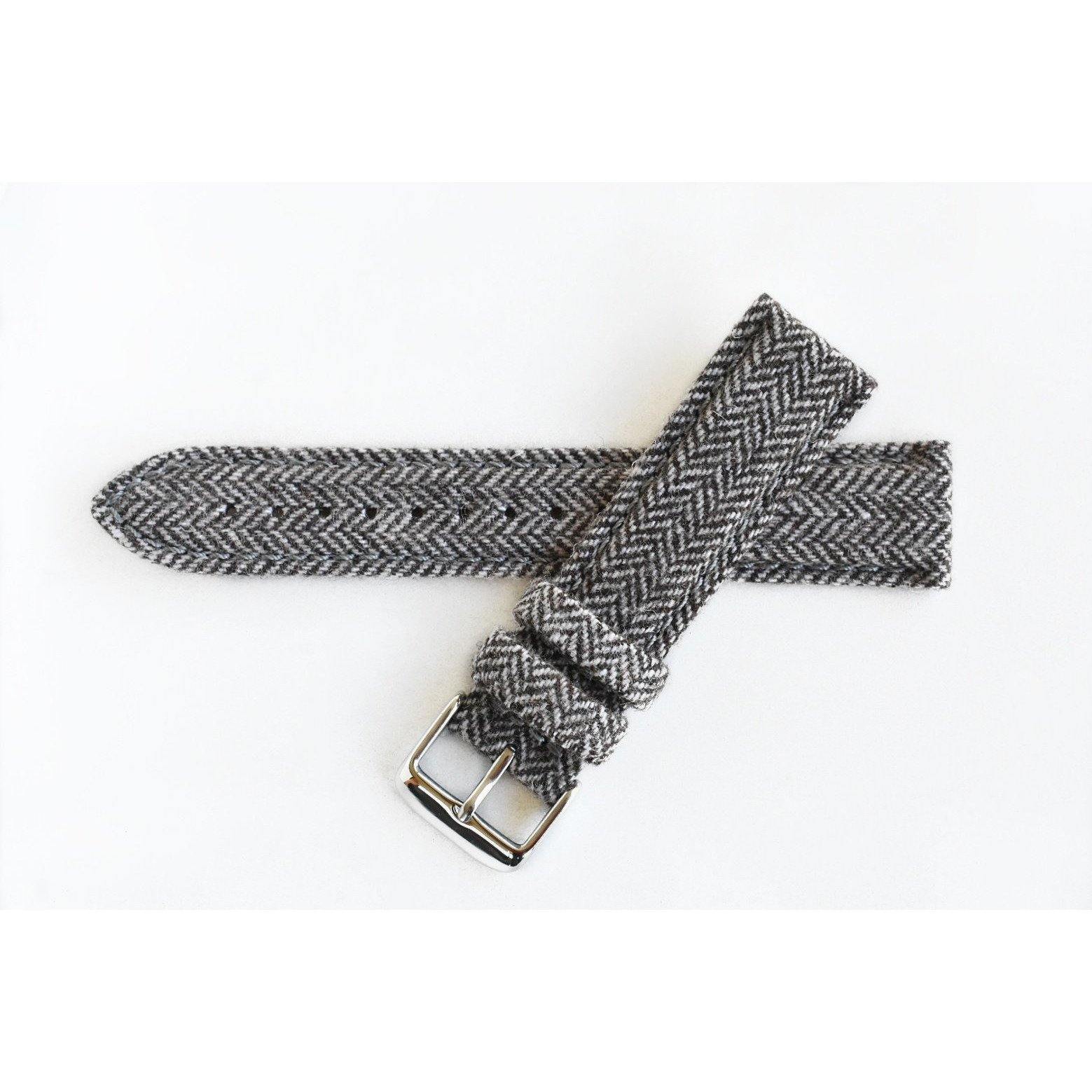 High Quality Textured Brown and White Herringbone Wool Watch Strap.