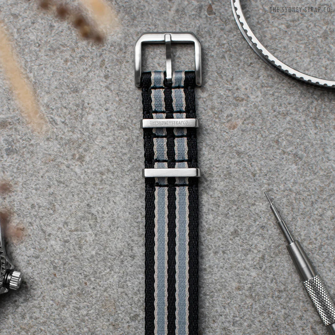 Buy Ultra Seatbelt Black Grey Beige James Bond One Piece Watch Strap